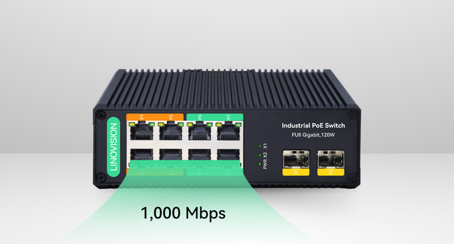 (POE-SW508G) Industrial 8 Ports Full Gigabit PoE Switch with 4 BT90W P ...