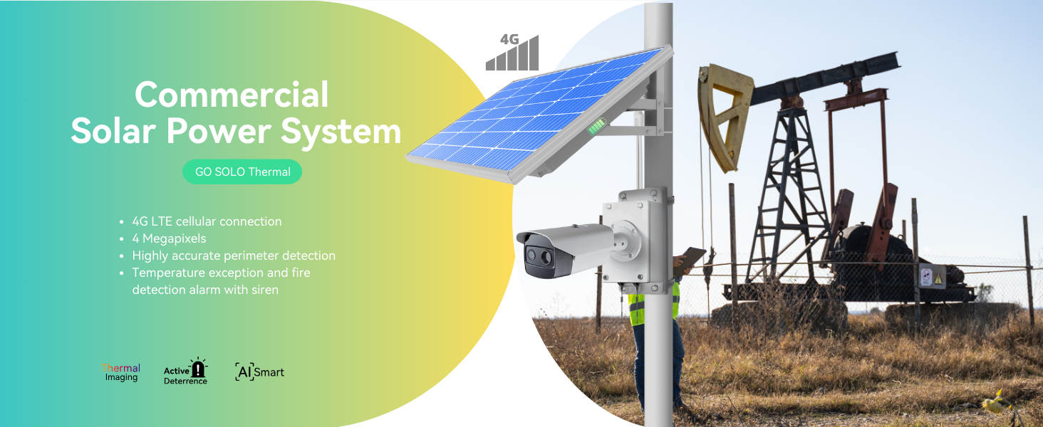 (GO SOLO Thermal) Commercial Solar Power Camera KIT with Thermal Imagi ...
