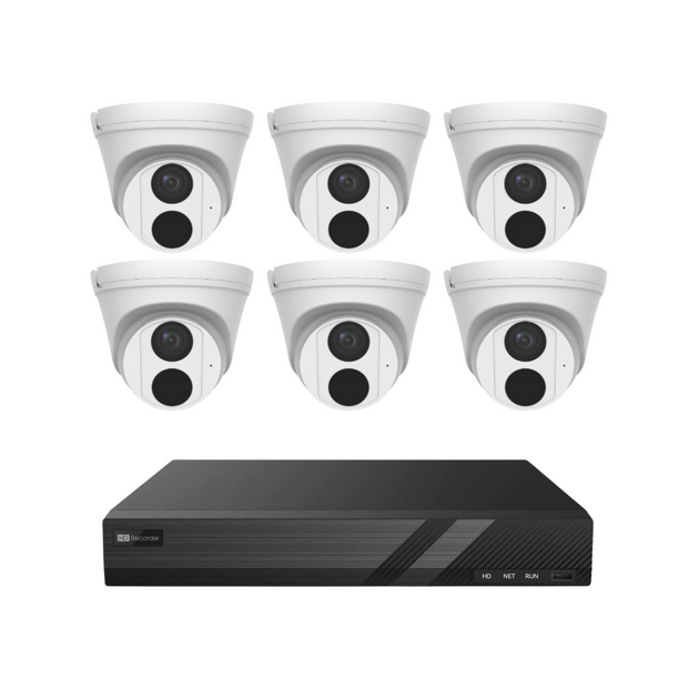 8CH 4K PoE NDAA IP Camera System with 6*4MP IR Fixed Turret Cameras (K ...