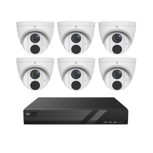 8CH 4K PoE NDAA IP Camera System with 6*4K IR Fixed Eyeball Turret Cam ...
