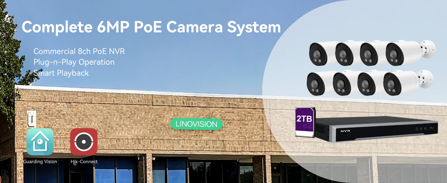 8 Channel 4K PoE IP Camera System 8 Channel 4K NVR and 8 Pcs 6MP PoE ...