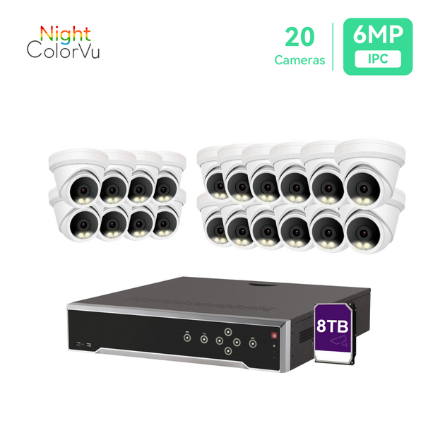 32CH 4K PoE IP Camera System with 20*6MP Night Color Vu Cameras, 8TB H ...