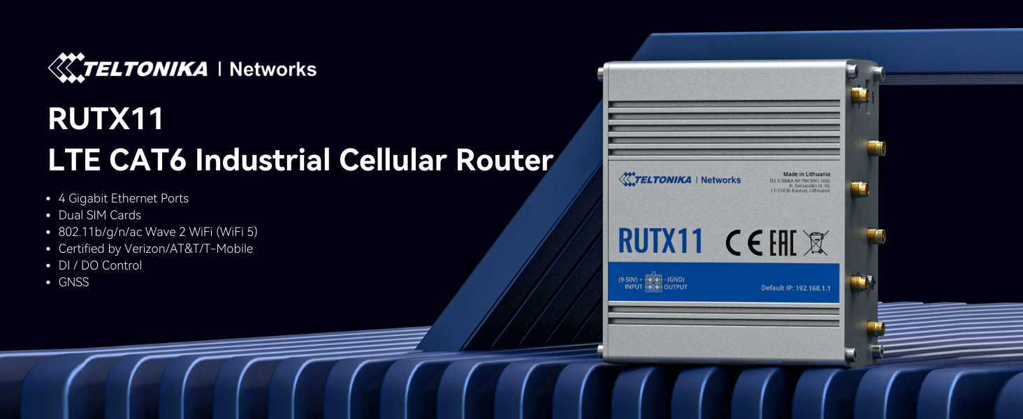 Teltonika RUTX11 Dual SIM 4G Cellular Router LTE Cat6 | Hinovision ...